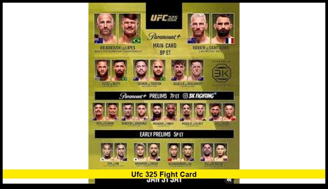 UFC 325 Fight Card: Complete Matchups, Start Times, and Fight Night ...