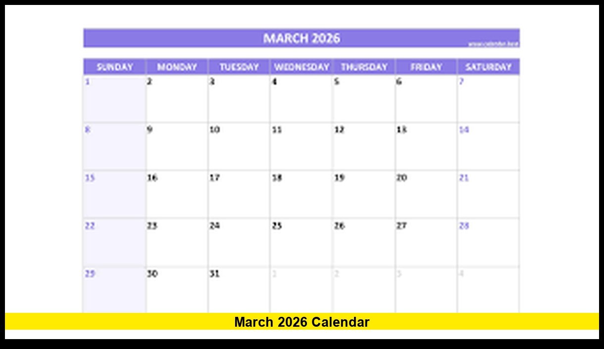 March 2026 Calendar: Important Dates, Observances, and Monthly Planning ...